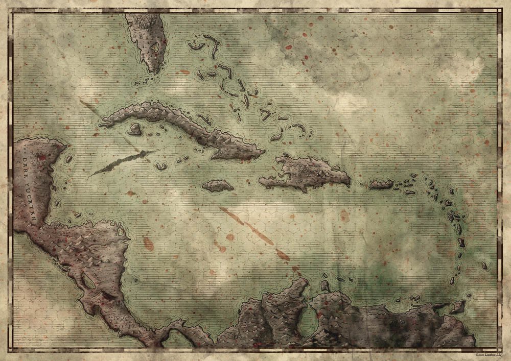 Dark Caribbean World Map & Cartography Kit by Limithron | Limithron