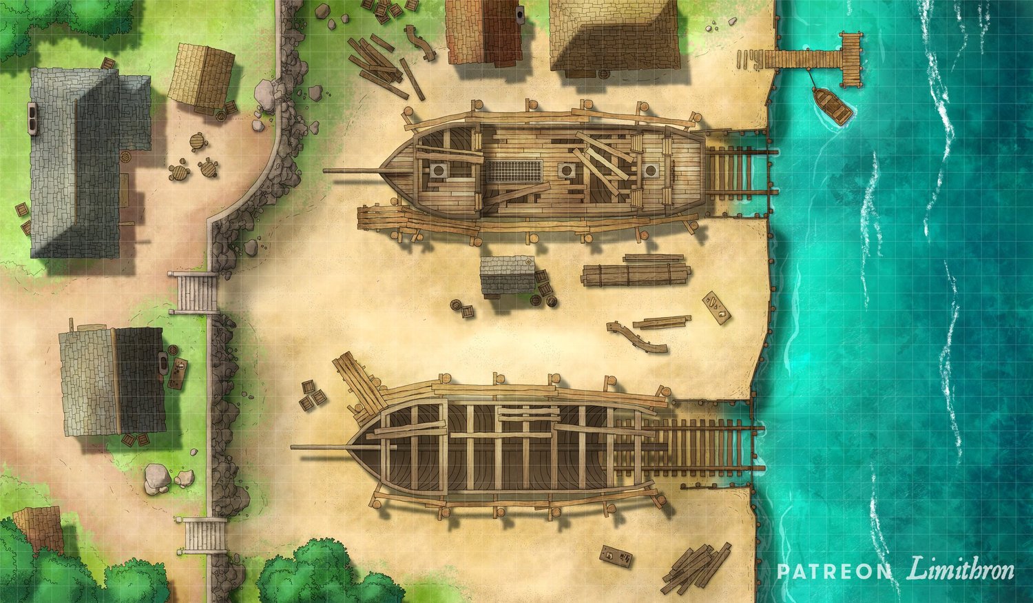 Beach Shipyard RPG Map by Limithron | Limithron