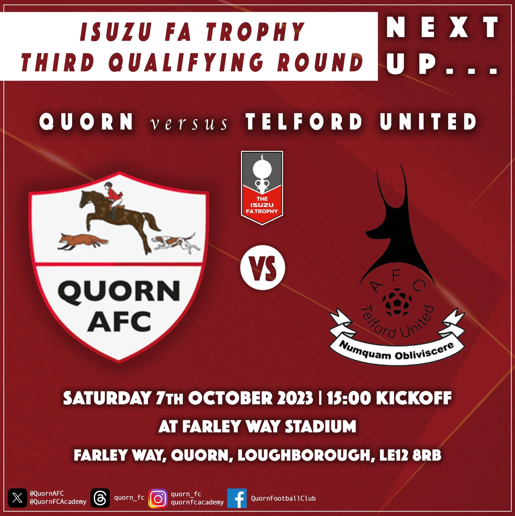 PREVIEW | AFC Telford United (H) — Quorn Football Club