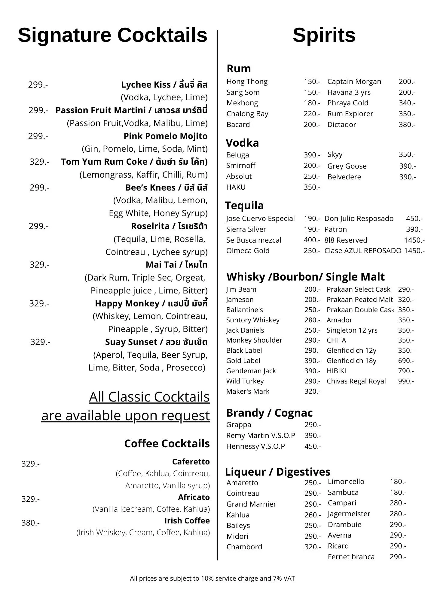 SUAY — Suay Cherngtalay Menu