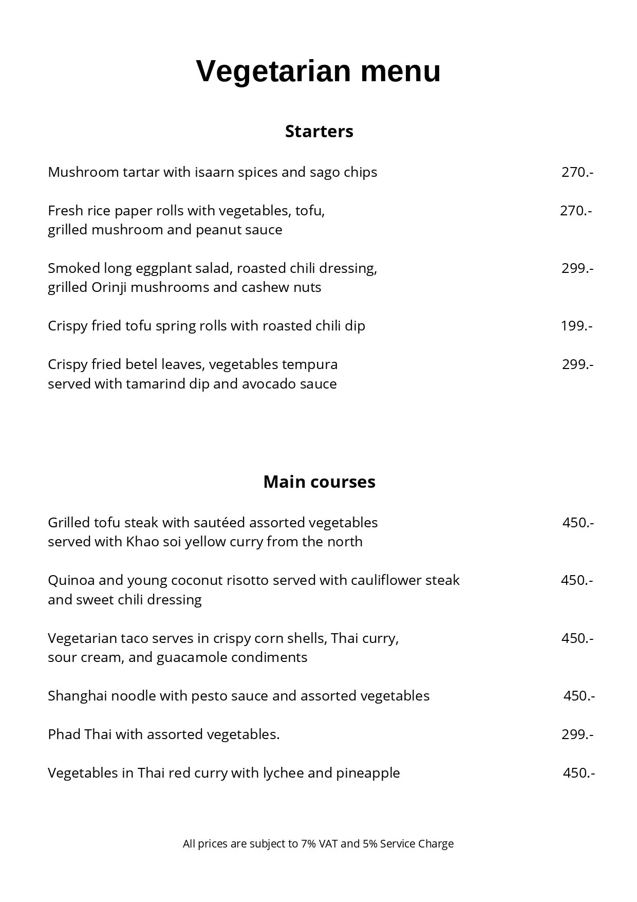 SUAY — Suay Cherngtalay Menu