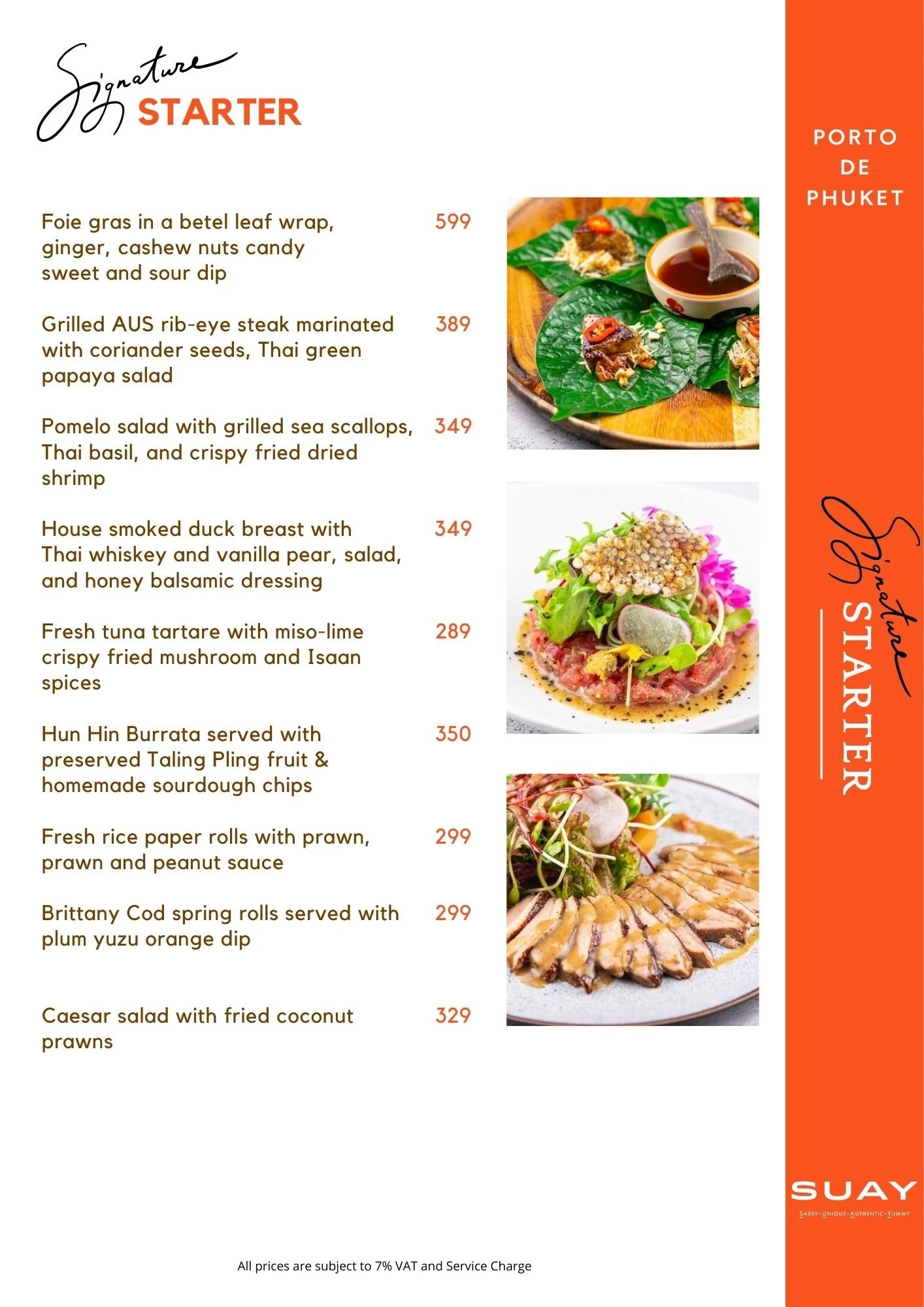SUAY — SUAY Porto De Phuket Menu