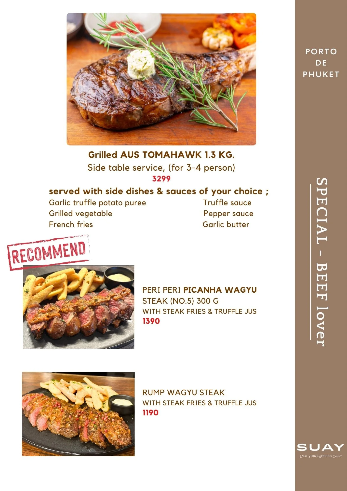 SUAY — SUAY Porto De Phuket Menu