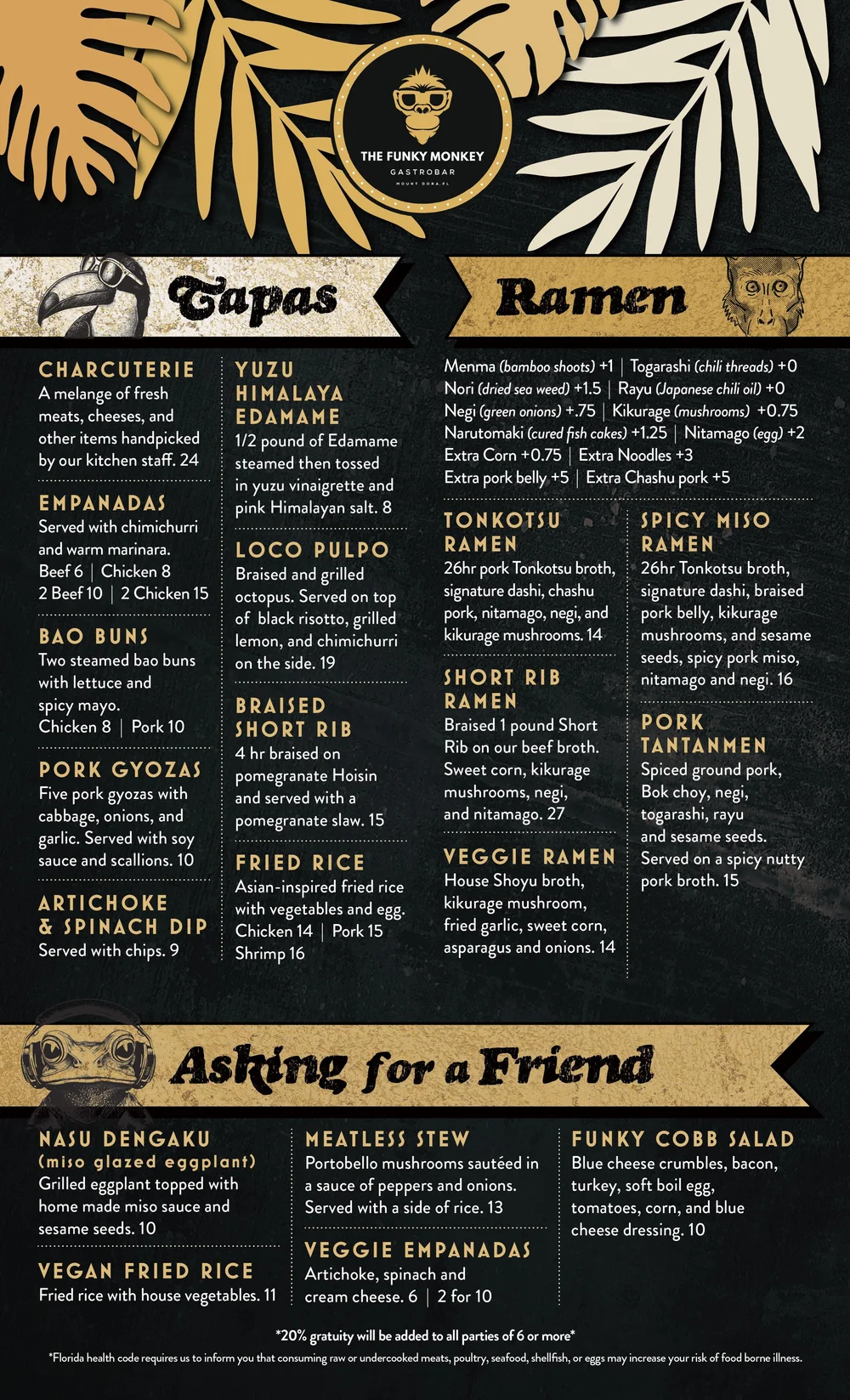 Menu — The Funky Monkey