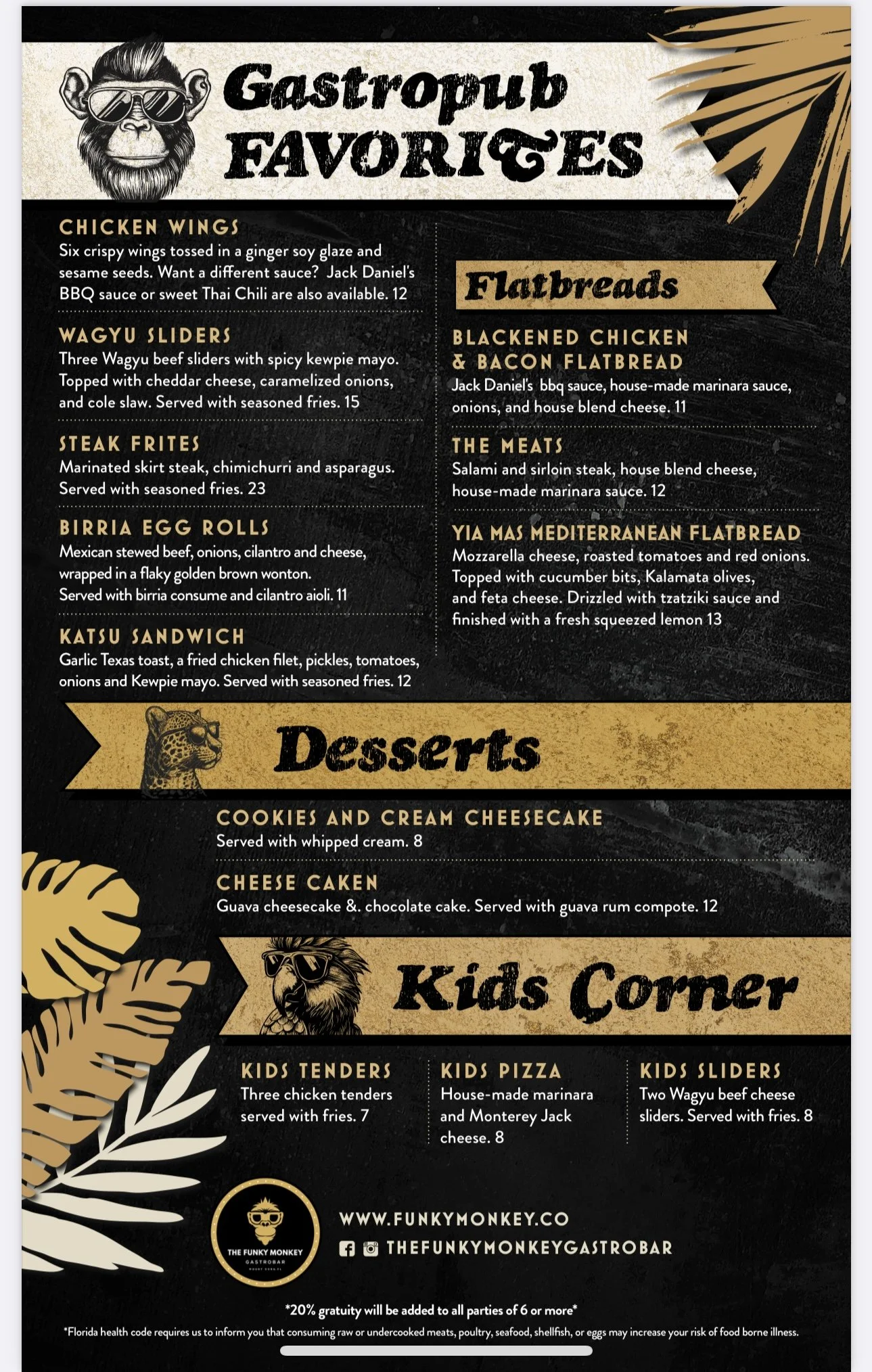Menu — The Funky Monkey