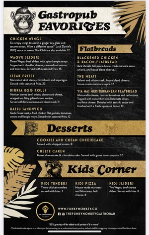 Menu — The Funky Monkey
