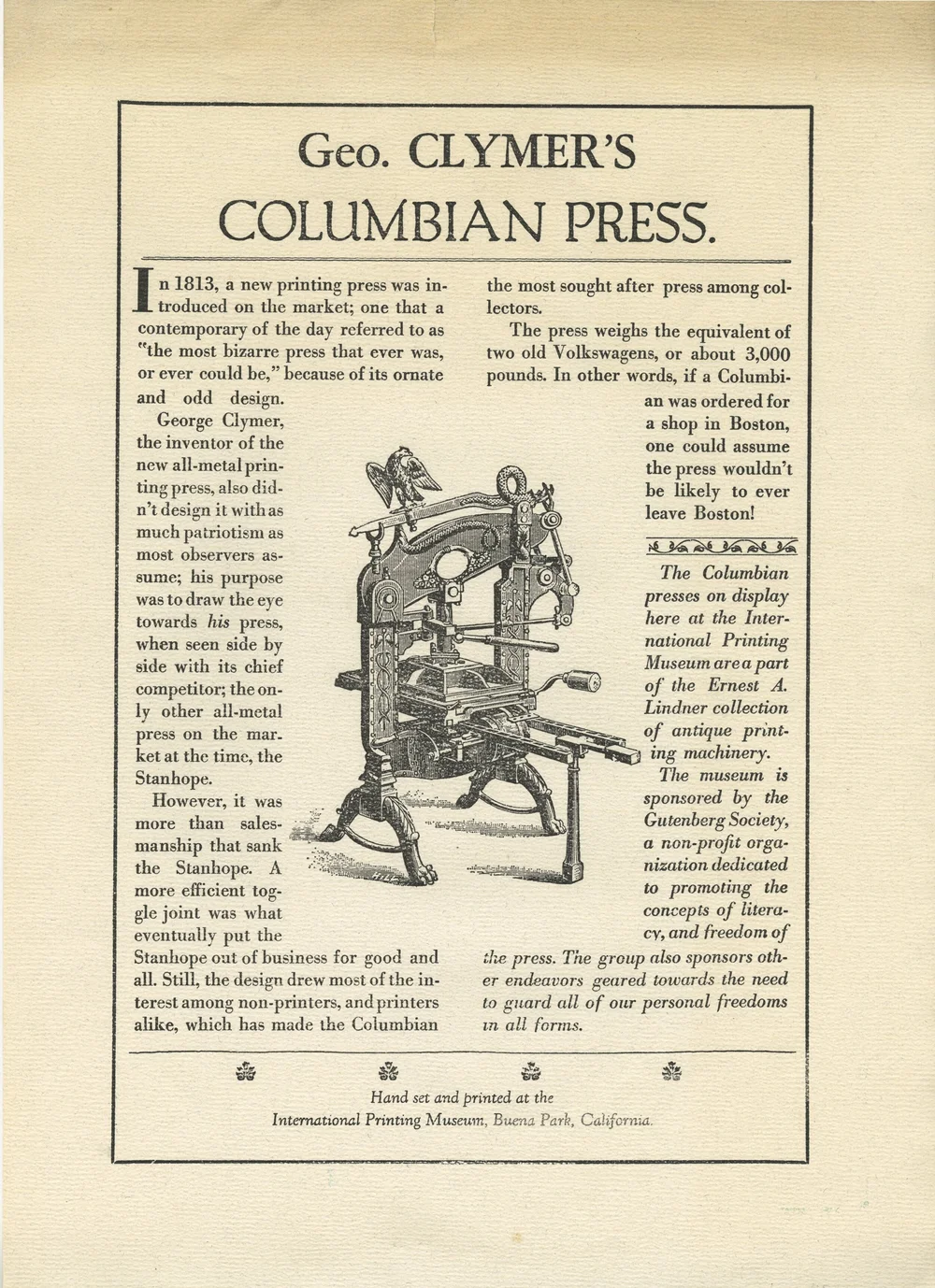 1824 Columbian Press — International Printing Museum