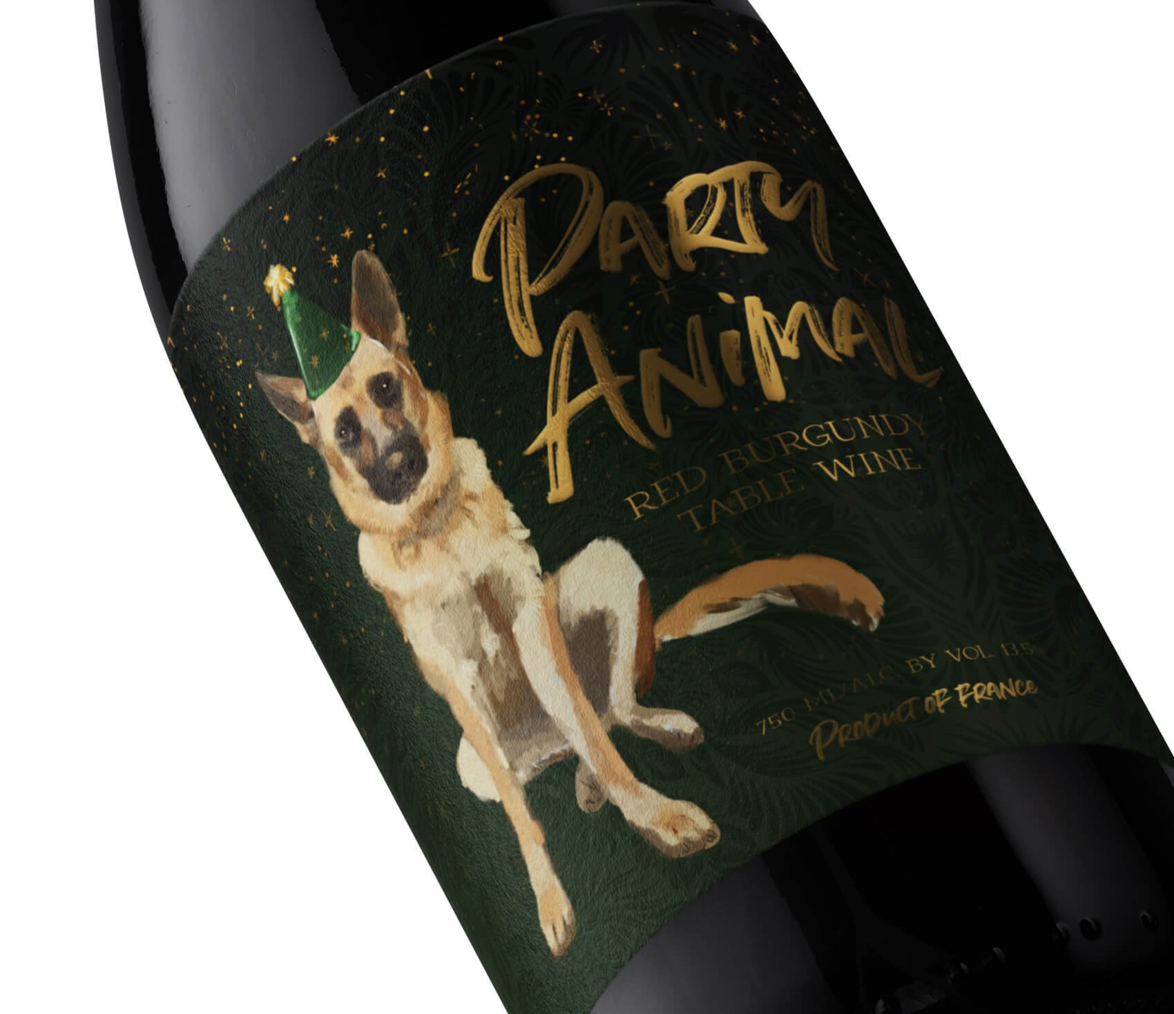 Party Animal Wine Label Art — Flora Illustration