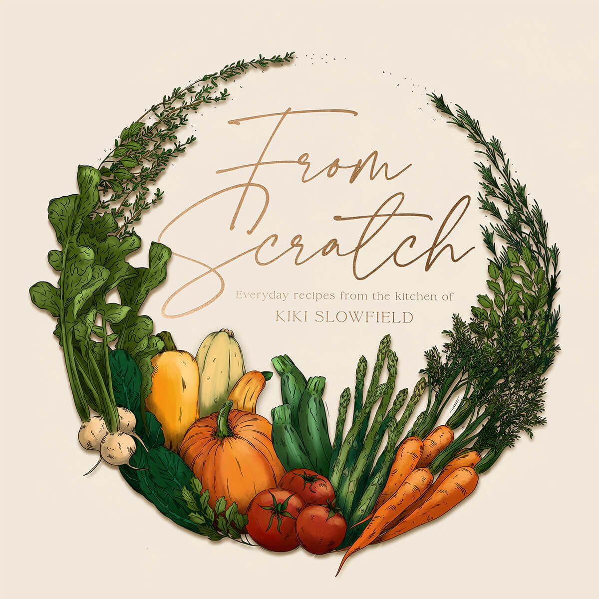 From Scratch Cookbook Cover — Flora Illustration