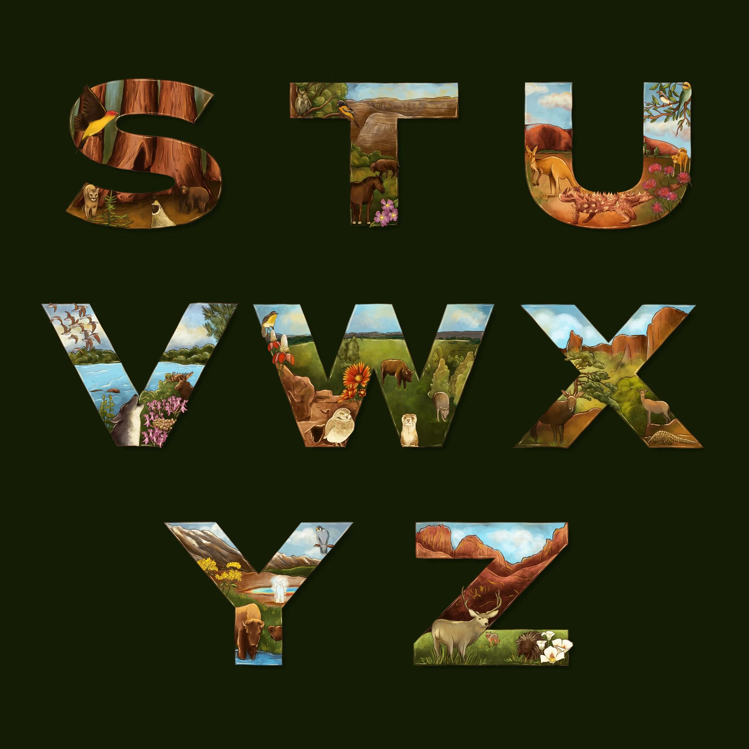 Illustrated Nature Lettering and Alphabet — Flora Illustration