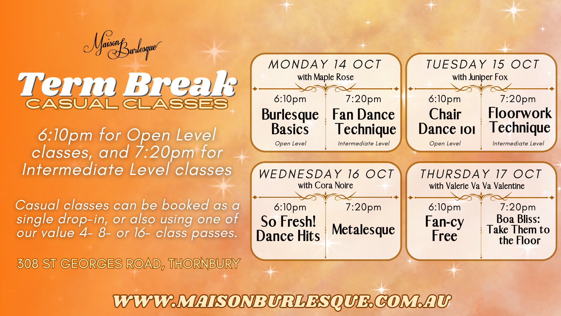 Term Break Casual Classes at Maison Burlesque — Maison Burlesque