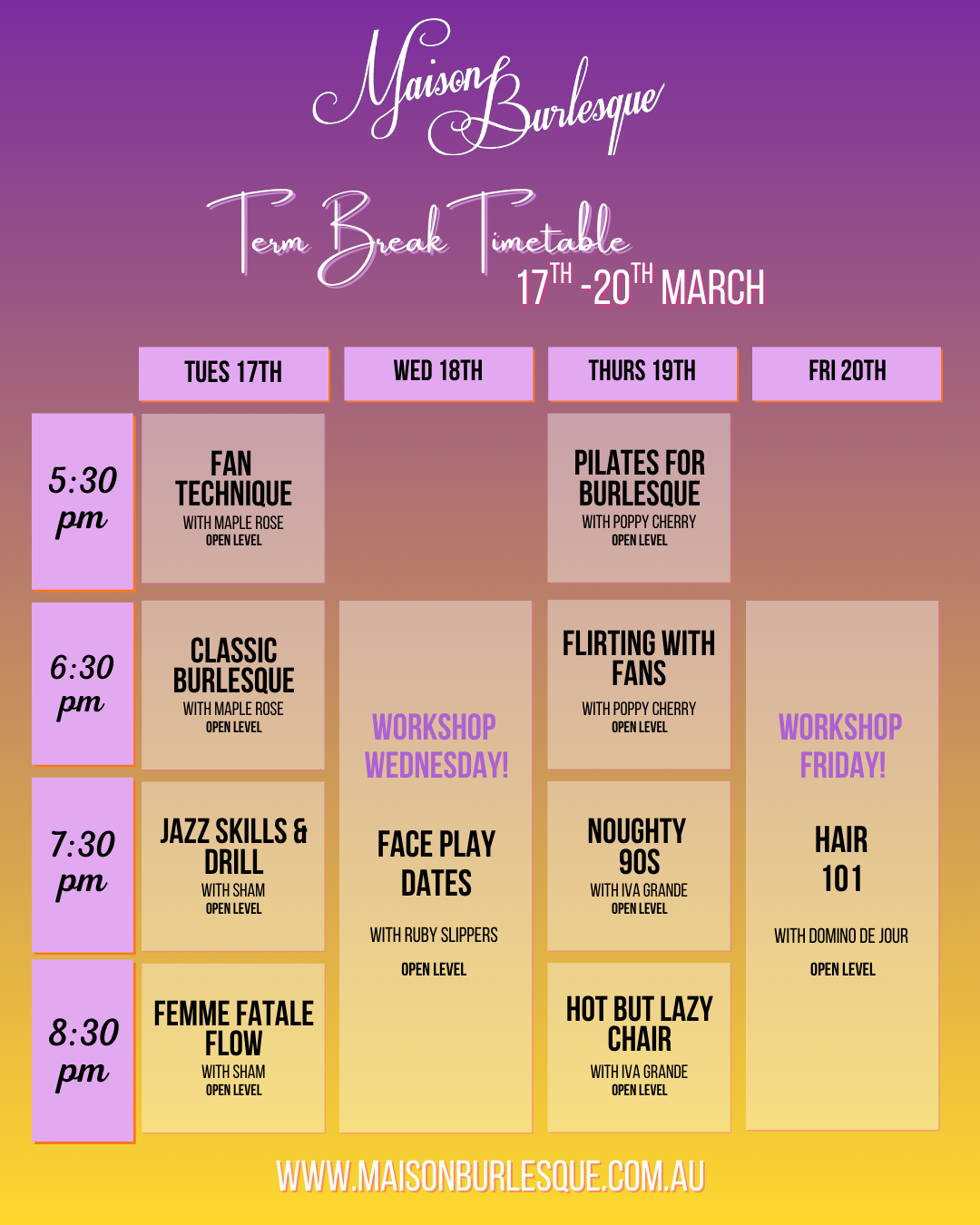 Term Break Classes & Workshops at Maison Burlesque — Maison Burlesque