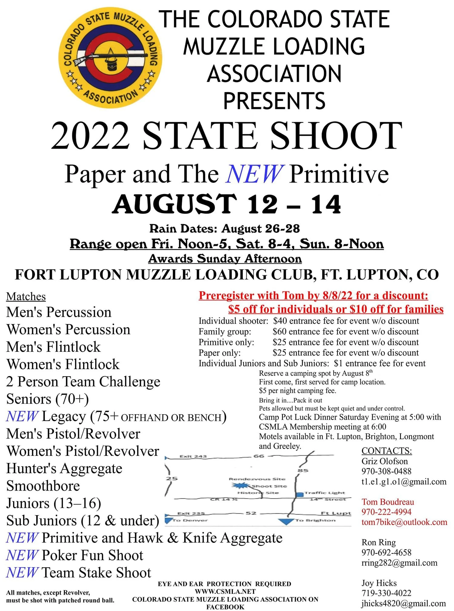 Colorado State Muzzle Loading Association State Shoot August 12-14,2022 ...