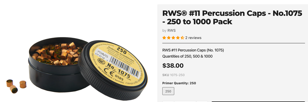 RWS 1075 Caps in stock at Muzzle-Loaders.com | March 2024 — I Love ...