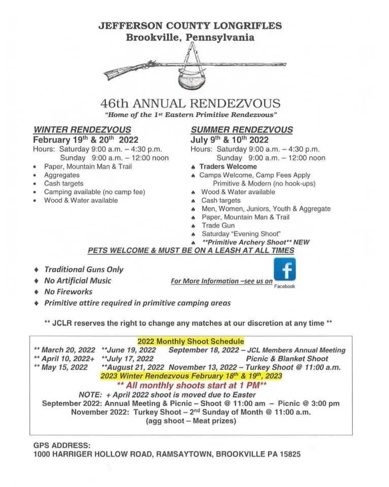 Jefferson County Longrifles 46th Annual Rendezvous - Brookville, PA ...