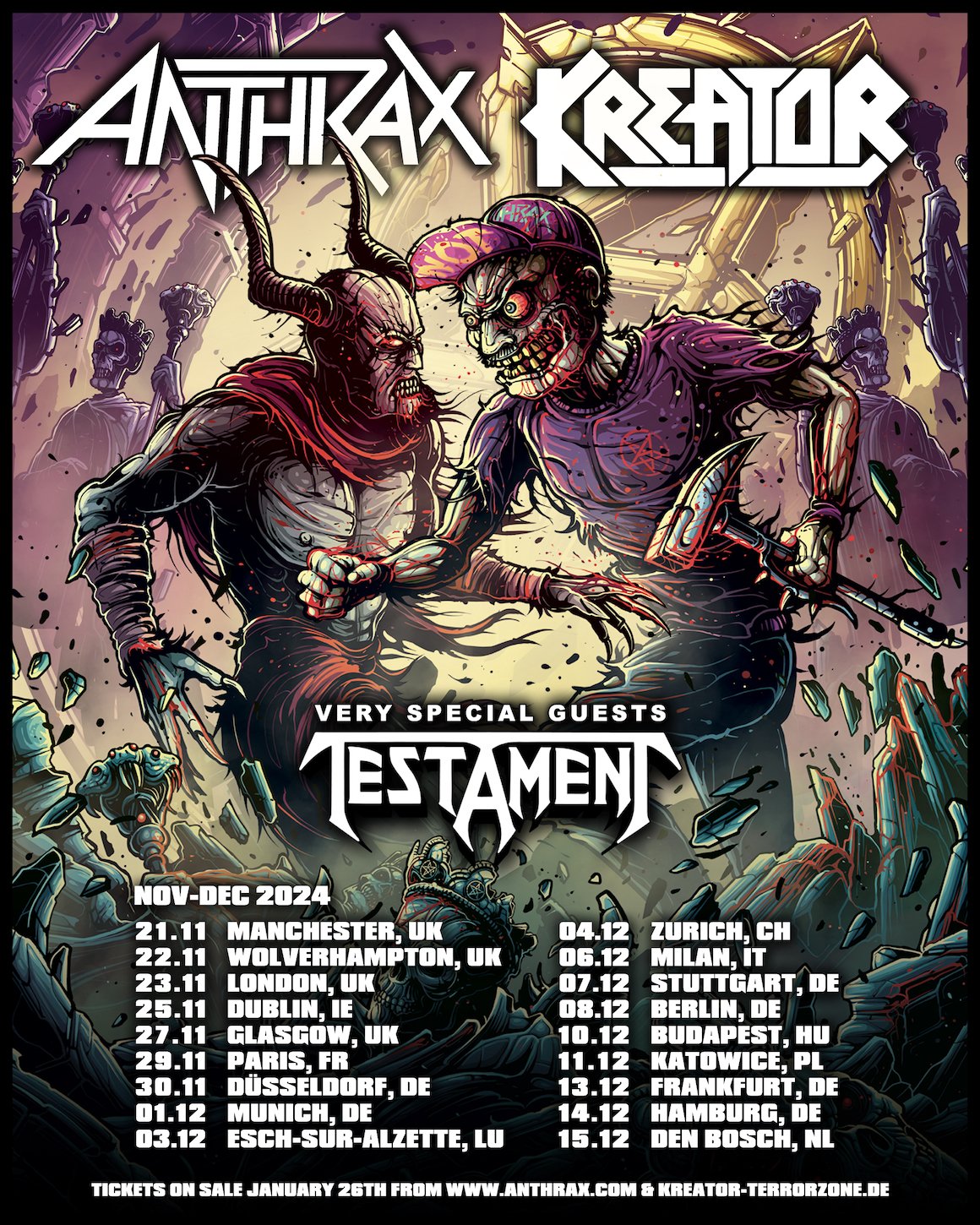 ANTHRAX & KREATOR ANNOUNCE CO-HEADLINE UK & EUROPEAN TOUR — Anthrax ANTHRAX & KREATOR ANNOUNCE CO-HEADLINE UK & EUROPEAN TOUR — Anthrax