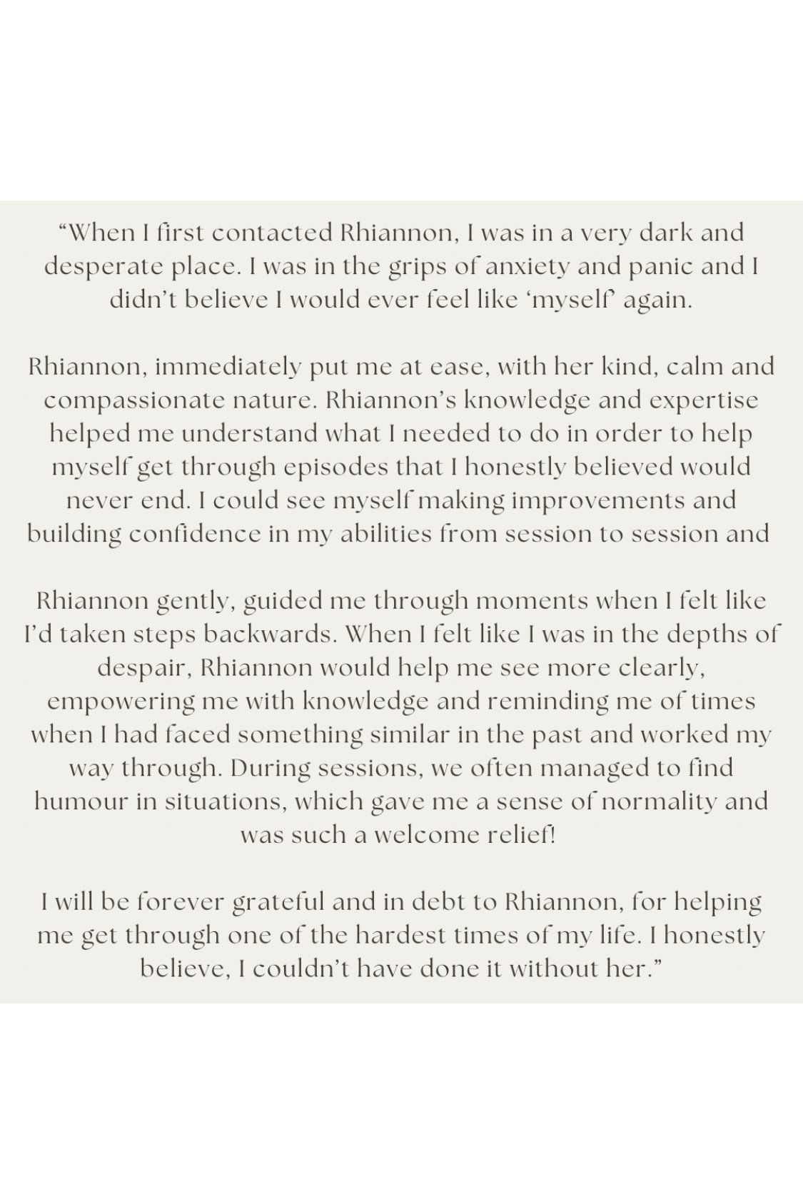 Testimonials — Rhiannon Wilcox Therapy