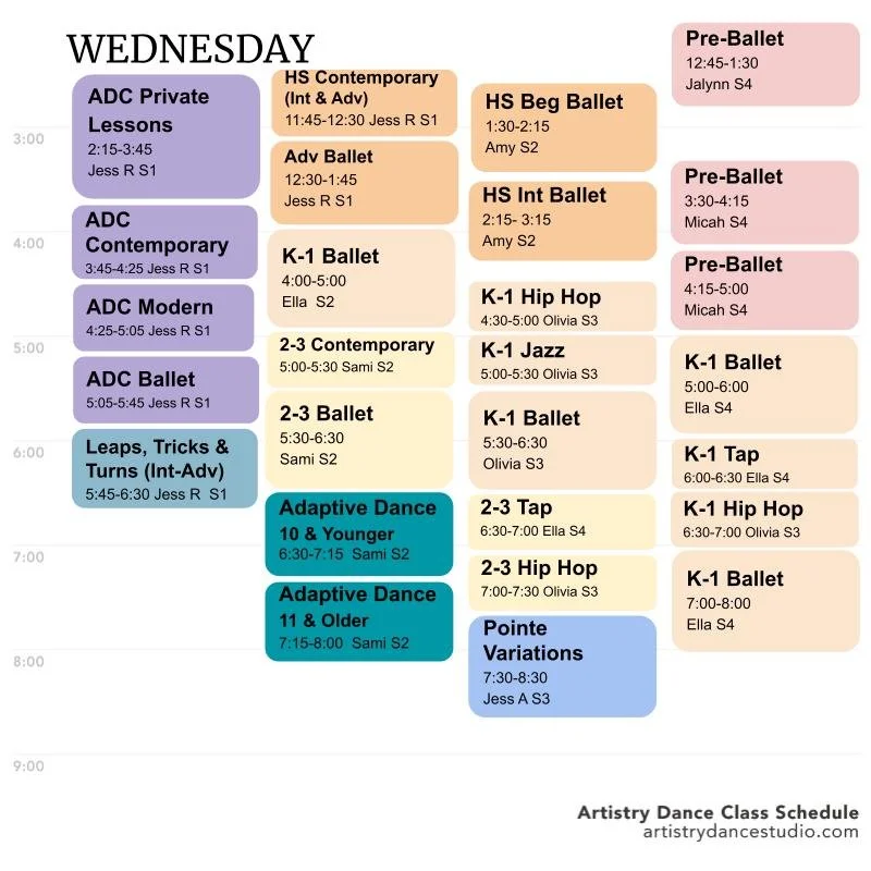 Schedule — Artistry Dance