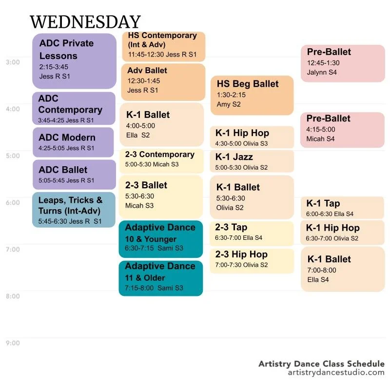 Schedule — Artistry Dance
