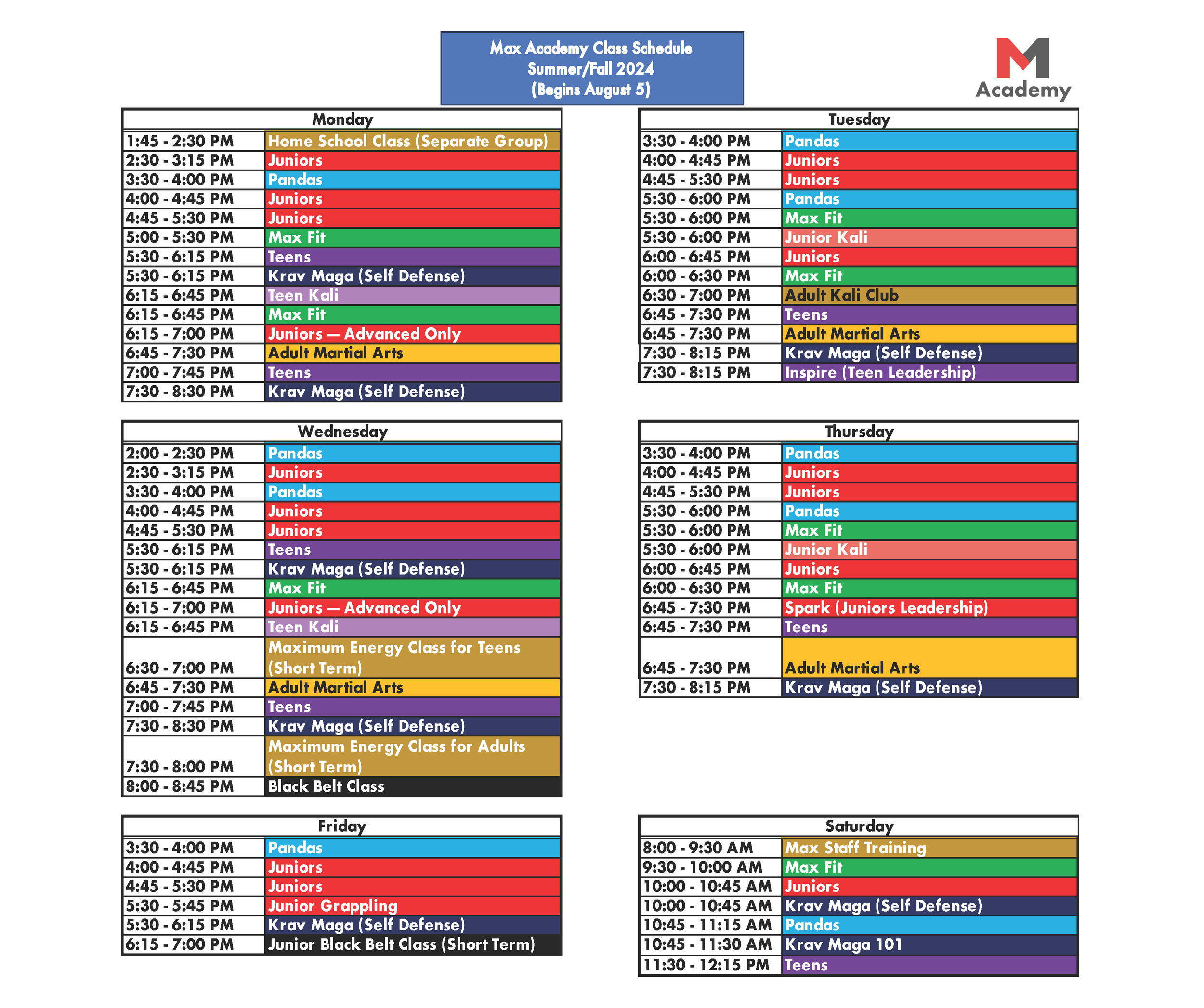 Schedule — MAX ACADEMY
