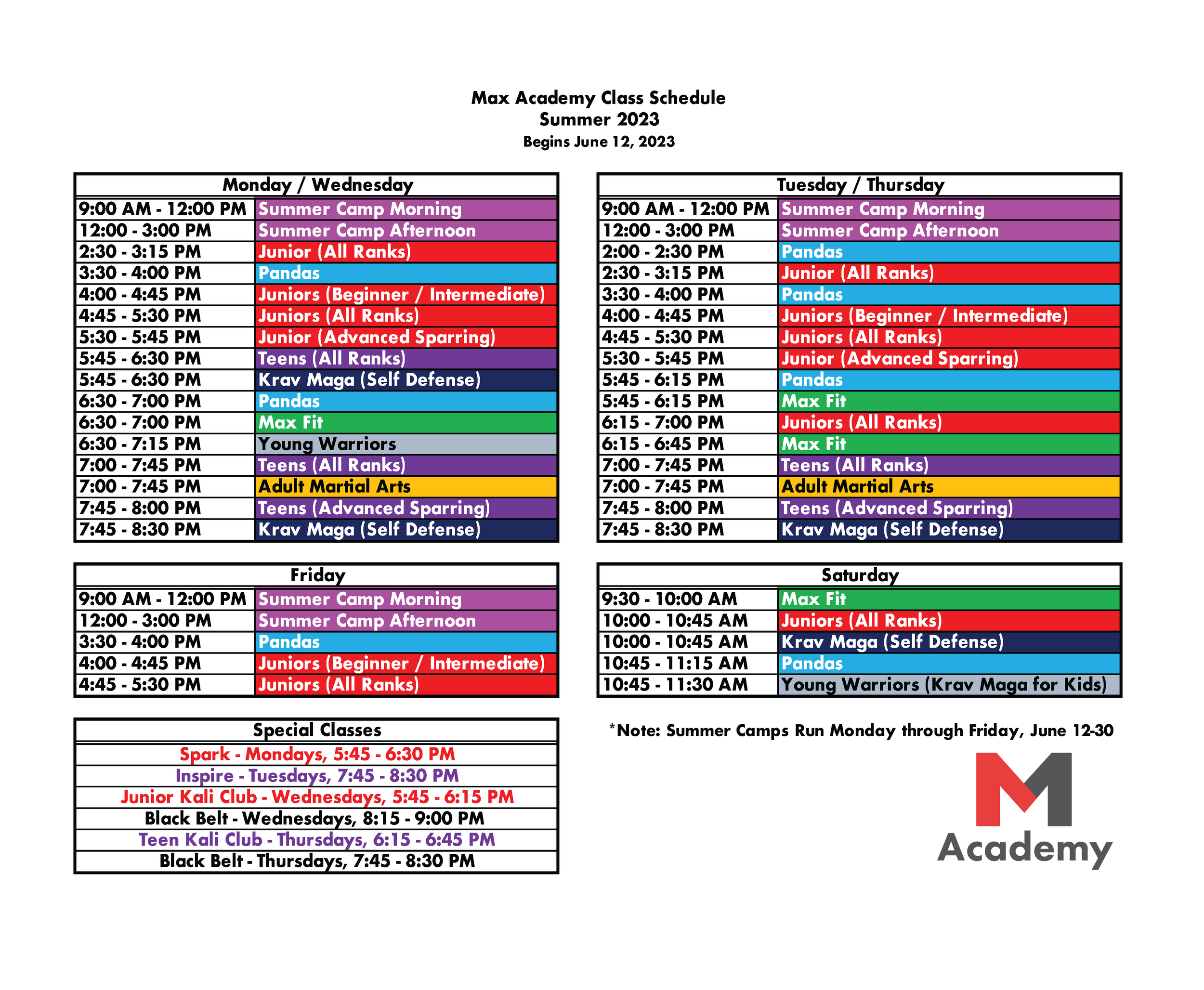 Schedule — MAX ACADEMY