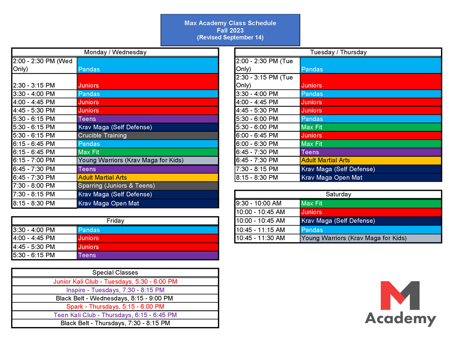 Schedule — MAX ACADEMY