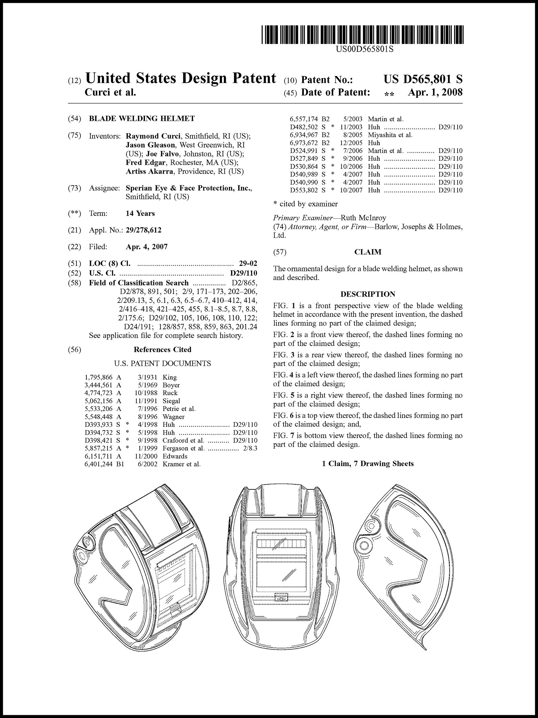 PATENTS — WAYNE J GLEASON INDUSTRIAL DESIGNER