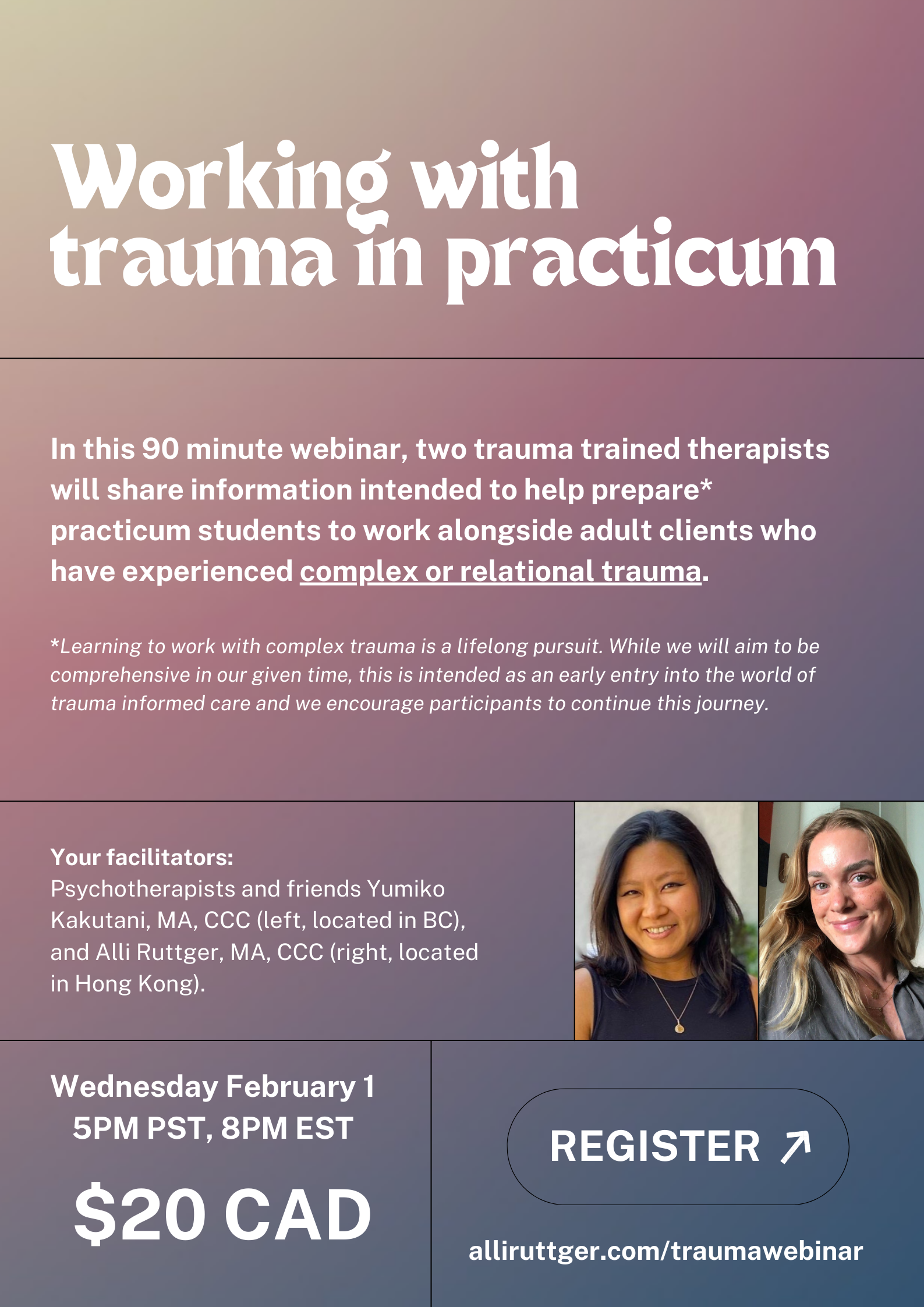 Working with Trauma in Practicum: Webinar | Alli Ruttger, Hong Kong ...