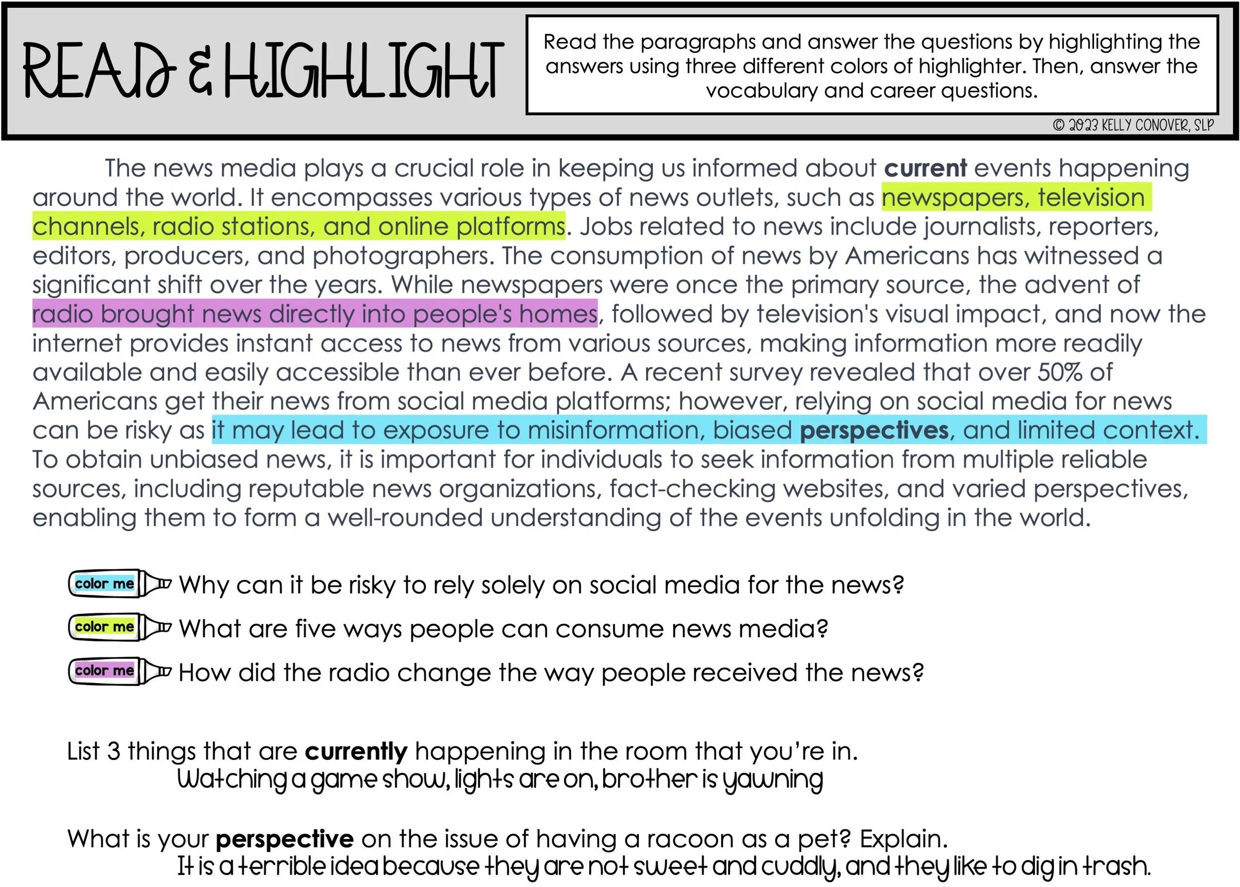 Teaching Text Evidence Using Highlighting — High School Speech Therapy