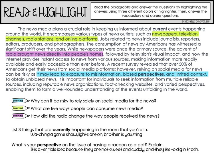 Teaching Text Evidence Using Highlighting — High School Speech Therapy