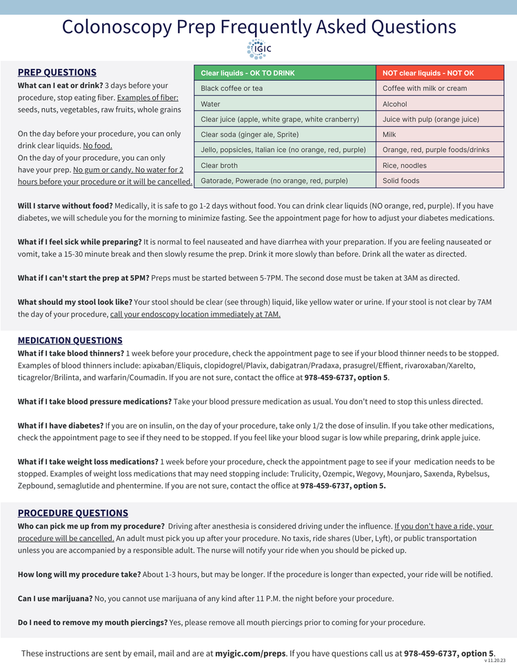 Colonoscopy Prep Frequently Asked Questions — Integrated Gastroenterology Consultants