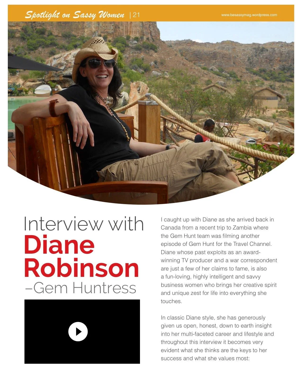 Diane Robinson featured in Be Sassy Magazine — The Gem Hunter