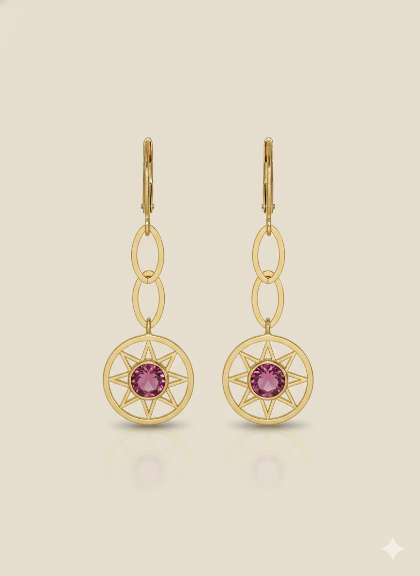 Chelsea Pink Tourmaline Chain Earrings — Alexandra Alberta