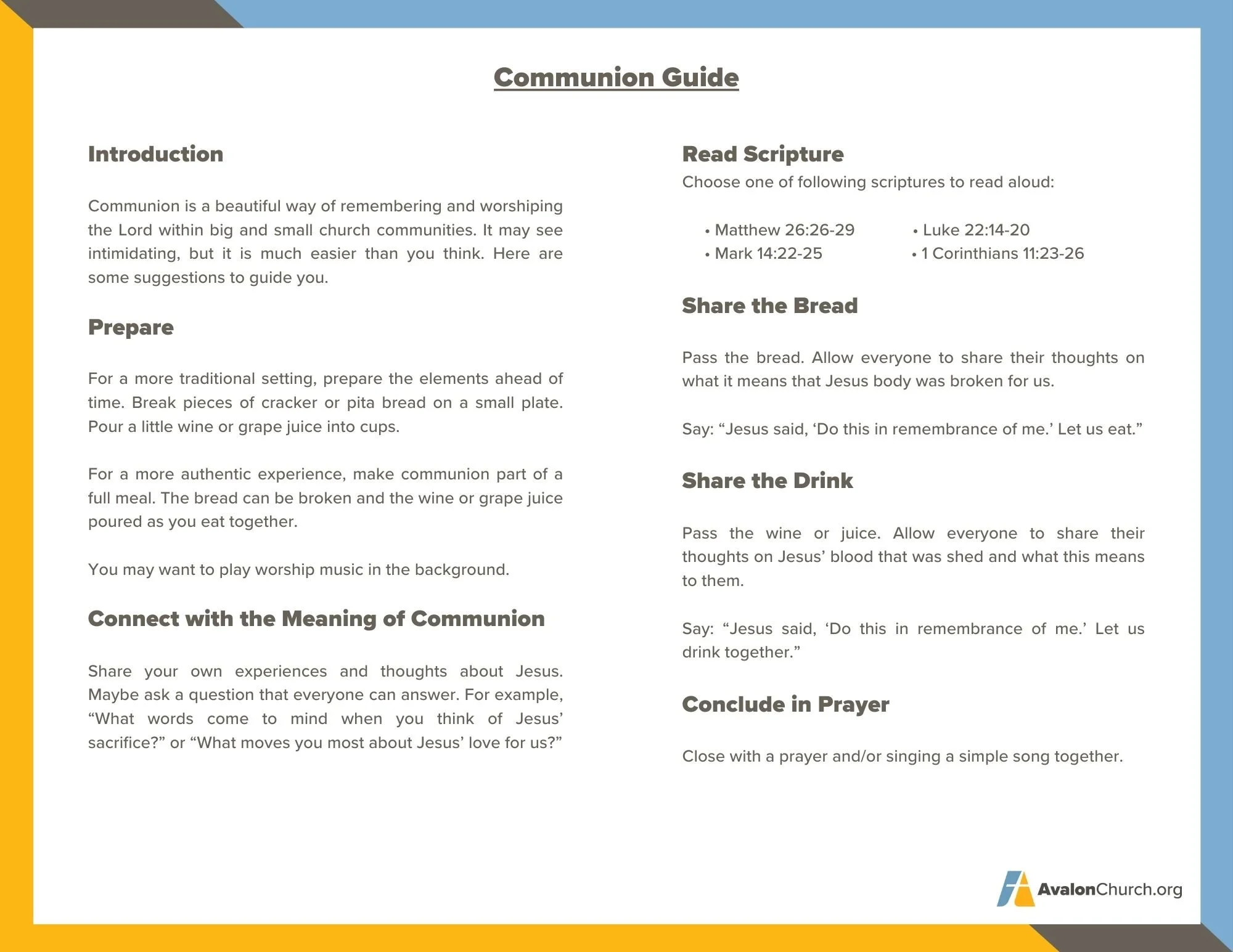Resources — Avalon Church