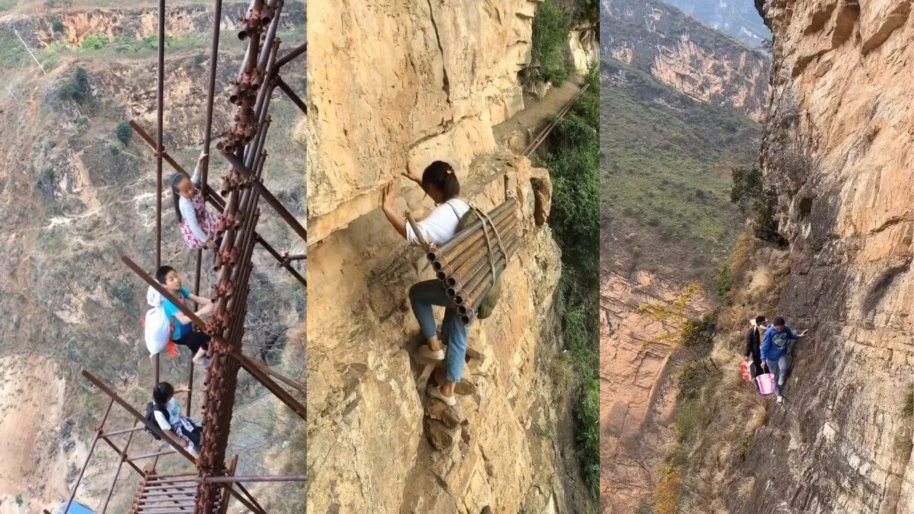 Most dangerous cliff way to the village