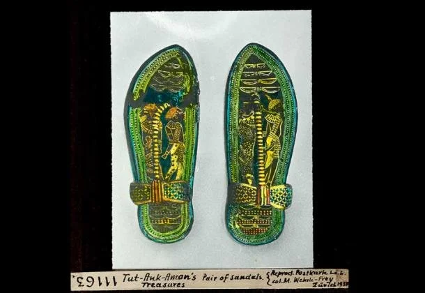 A pair of golden sandals of Tutankhamun found on his feet