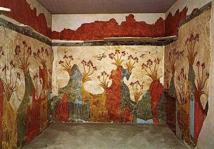The Volcanic Rock Shades and Colors in the Spring Fresco of Akrotiri
