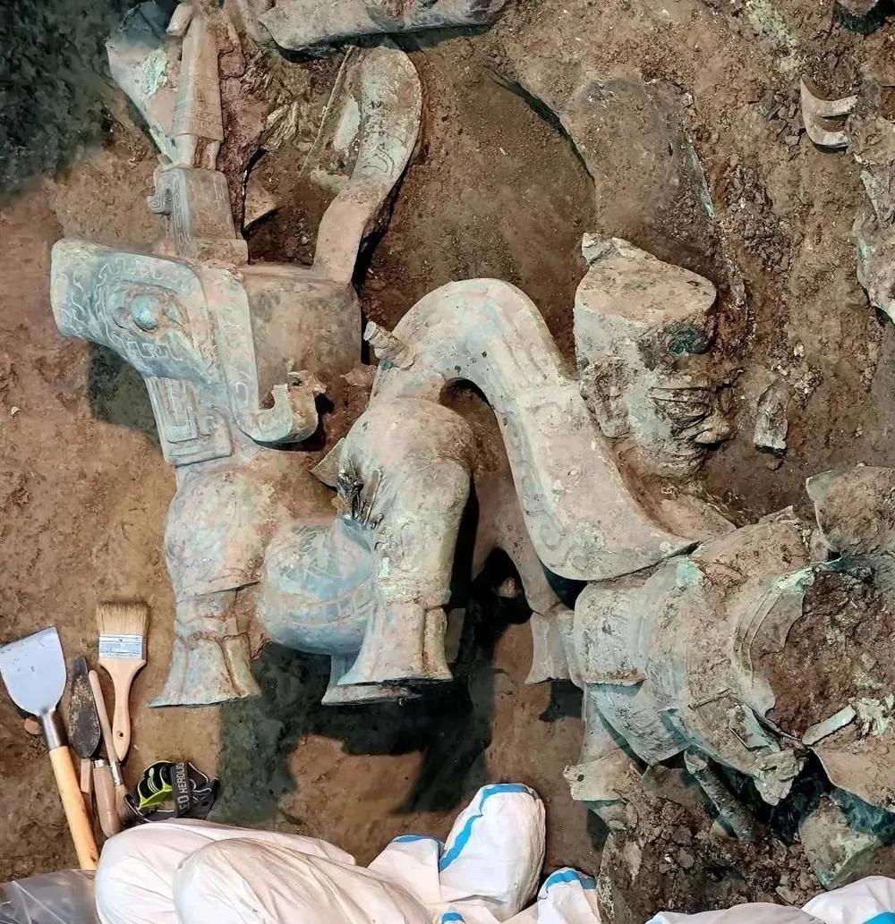 Massive 3,000-Year-Old Mythical Bronze Creature Unearthed in China