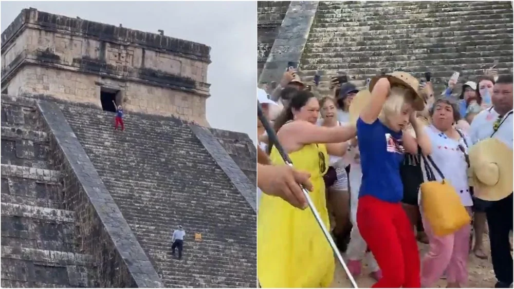 Mexico: Tourist climbed a Mayan pyramid with locals shouting "Sacrifice ...