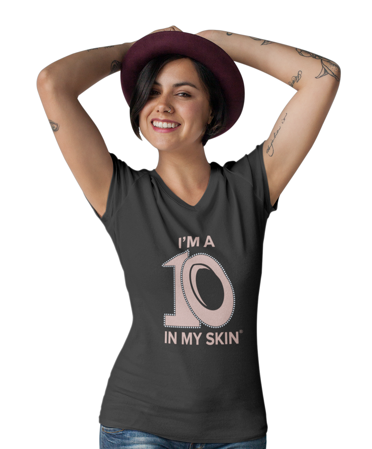 I'm A 10 In My Skin - Glitter and Rhinestones on Black T-Shirt — True ...