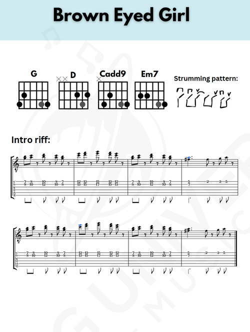 Brown Eyed Girl Guitar Lesson — Big Universe Music