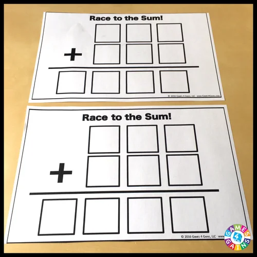 Race to the Sum (Multi-Digit Addition) — Games 4 Gains
