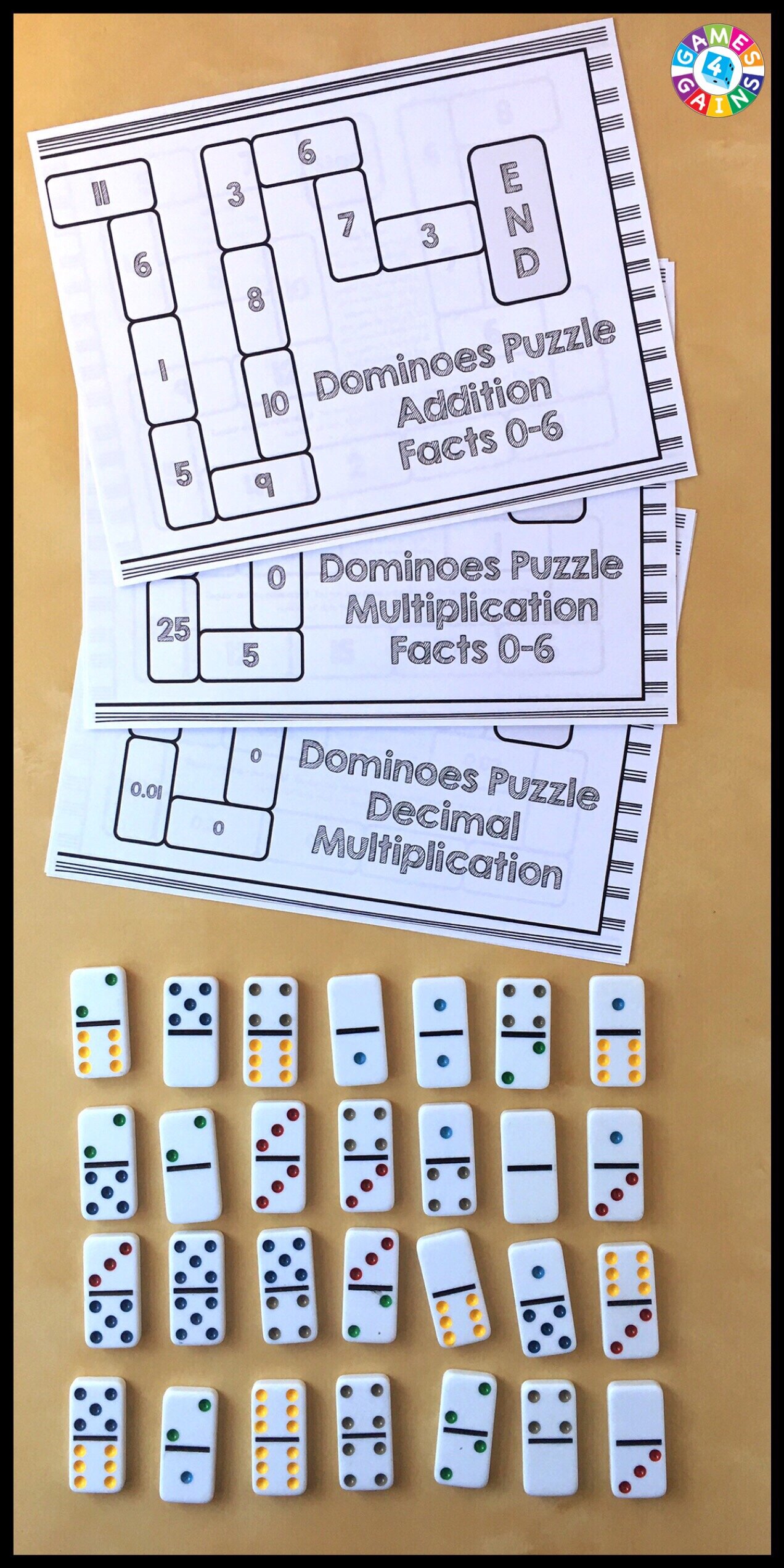 Dominoes Math Puzzles — Games 4 Gains