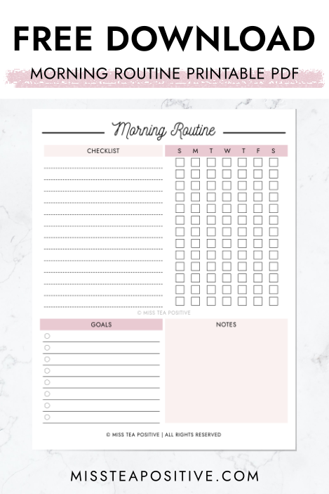 FREE Morning Routine Printable PDF — Miss Tea Positive