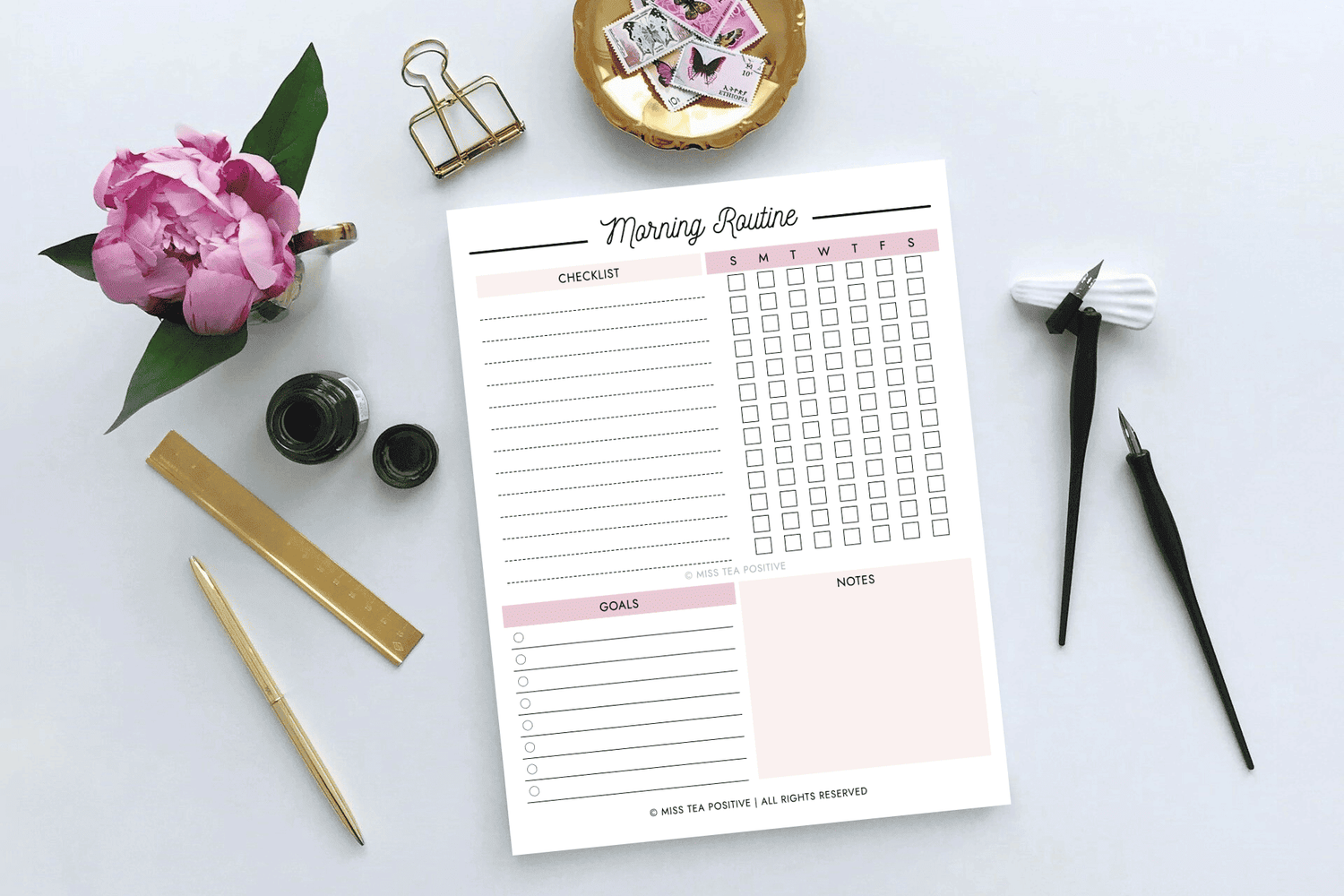 FREE Morning Routine Printable PDF — Miss Tea Positive