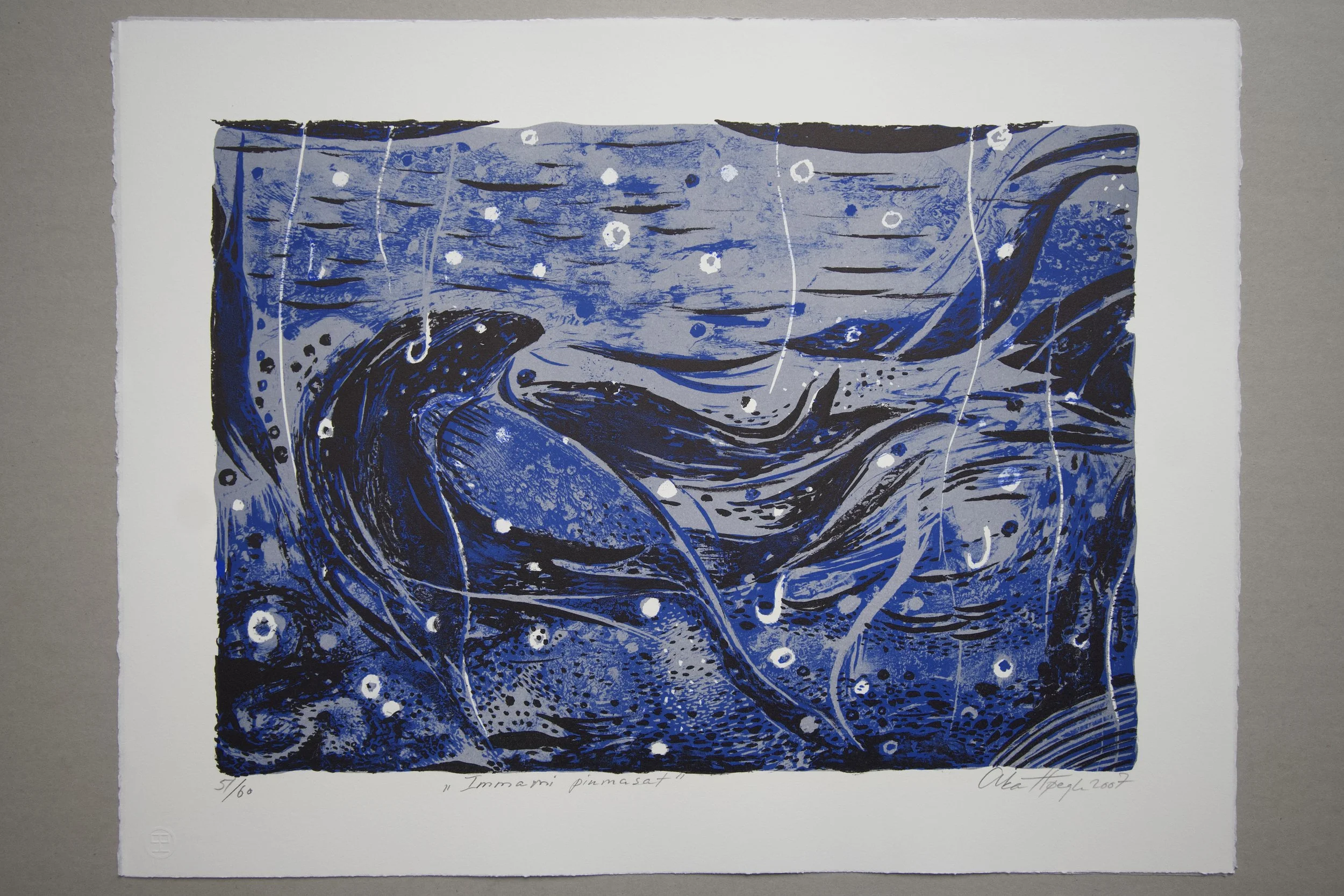 Aka Høegh Litografi, 2022, Tulugaq Tuallillu (Ravnen og Islommen ...