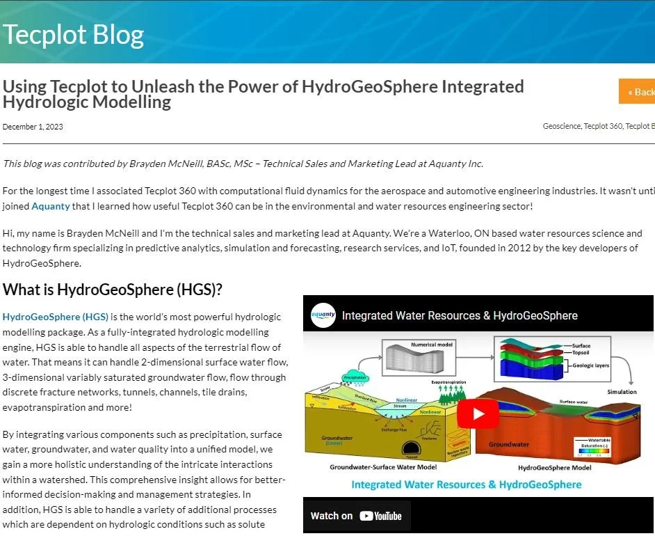 Tecplot 360 Guest Blog: Using Tecplot to Unleash the Power of HydroGeoSphere Integrated ...