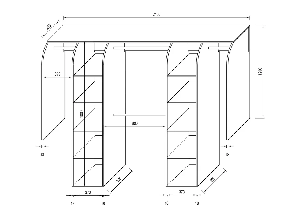 Wallhung Wardrobe Kitset W400-Set D — Cube Studio