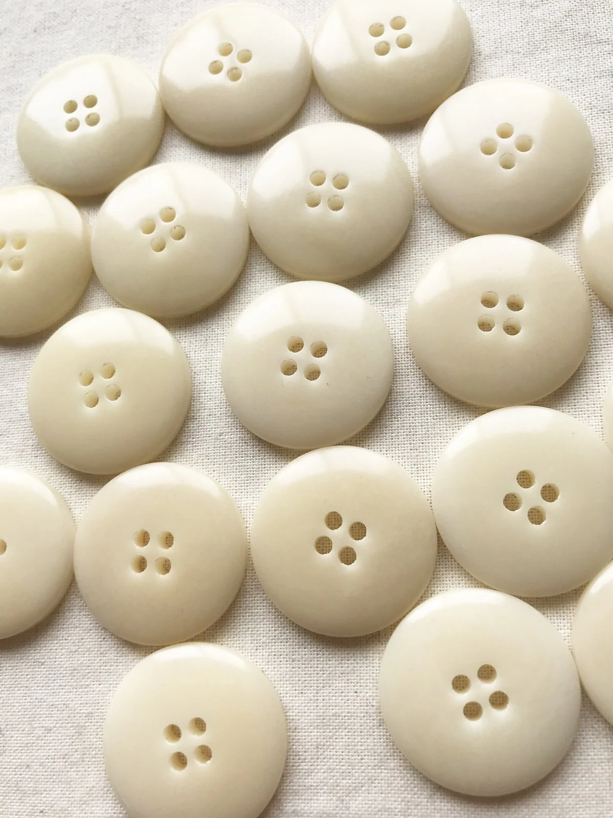 2 Sizes Glossy Warm Ivory Buttons — L'Etoffe Fabrics Online