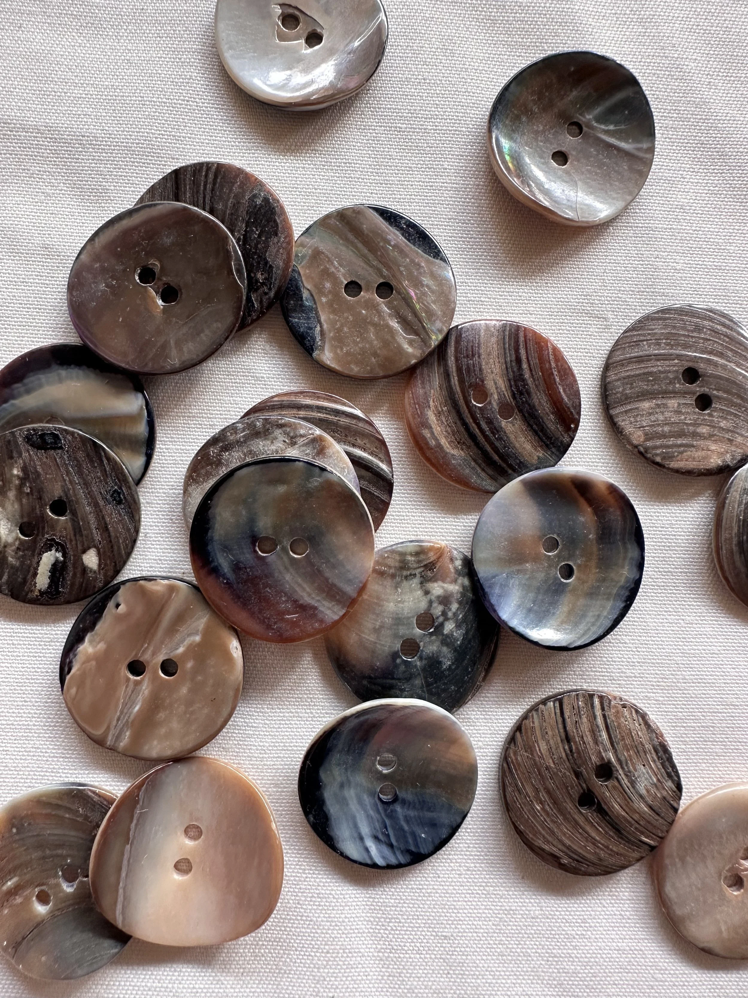 1" Large Irregular Shell Buttons per dozen — L'Etoffe Fabrics Online
